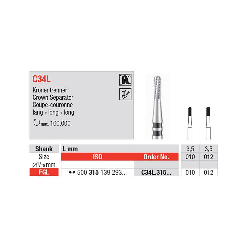 Edenta Φρέζες Κοπής Μετάλλου C34L.315 - Filios Dental